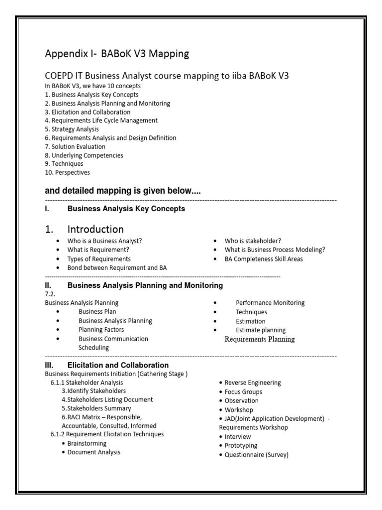 Appendix I-Babok V3 Mapping | PDF | Business Analysis | Use Case