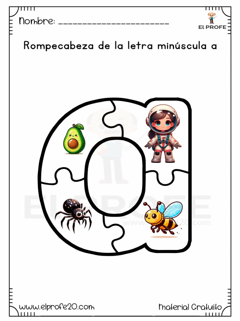 Rompecabeza de Letras Minusculas Del Abecedario Elprofe20 | PDF