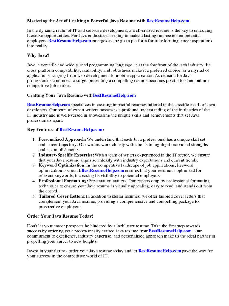 Resume in Java | PDF | Java (Programming Language) | Résumé