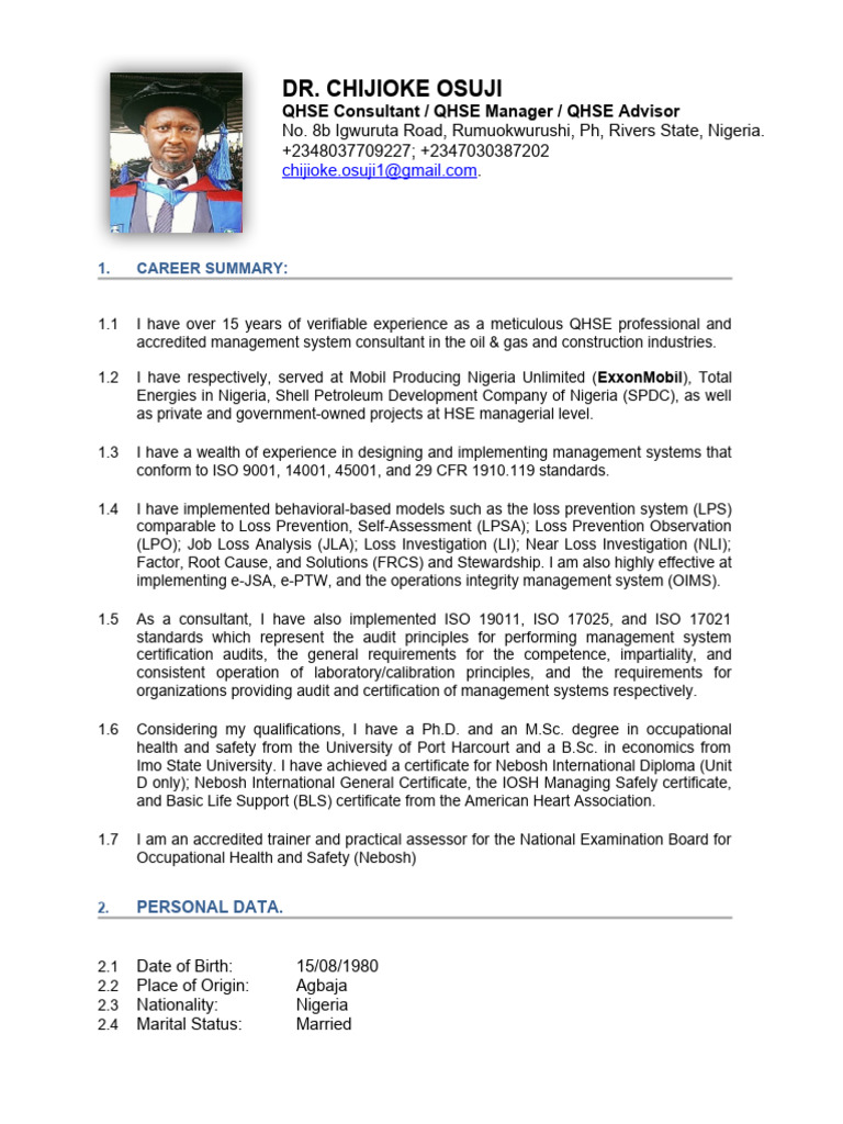 Chijioke Osuji: Loss Prevention Expertise | PDF | Occupational Safety ...
