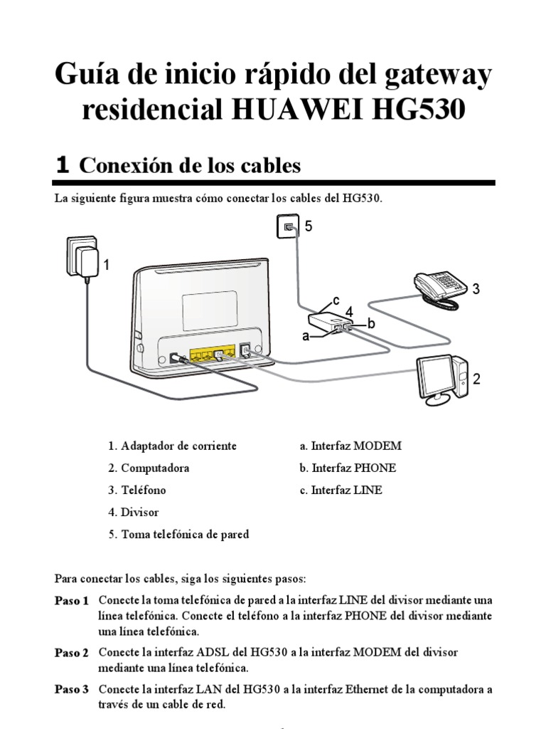 HUAWEI HG530 Home Gateway Quick Start-Spanish | PDF | Contraseña ...