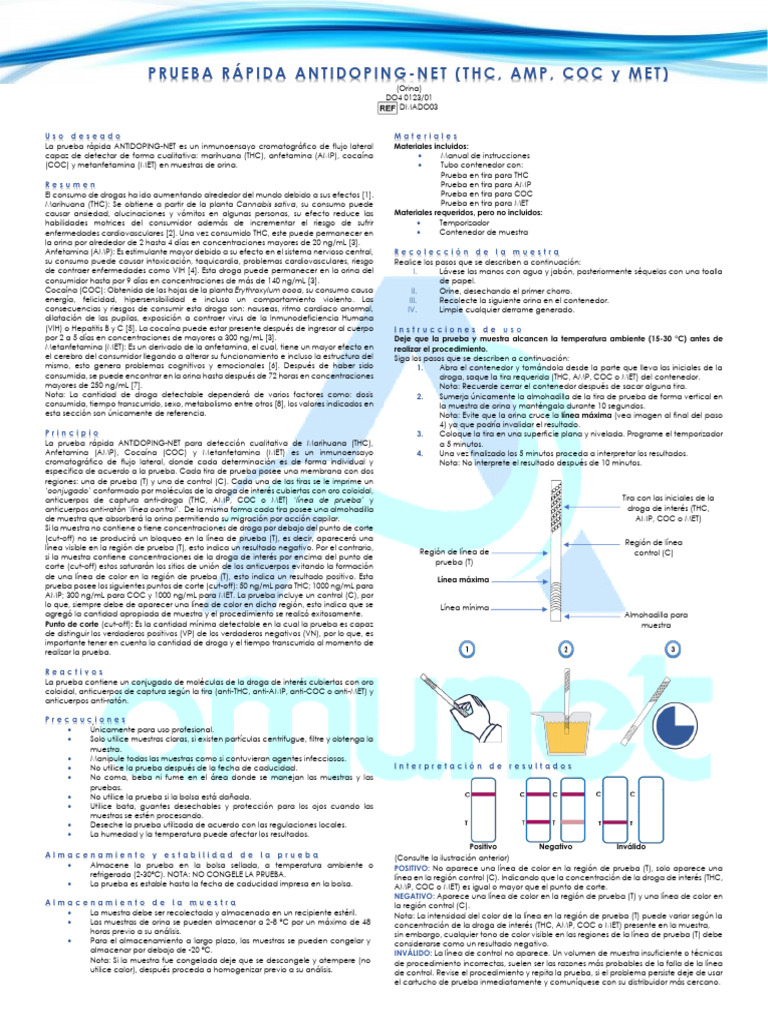 Manual Tiras Antidoping Deteccion de 4 Parametros en Orina | Descargar gratis PDF | Cannabis ...
