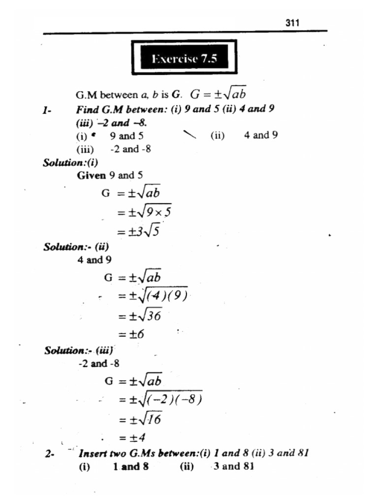 9th Punjab Board General Math Notes 7.5 | PDF