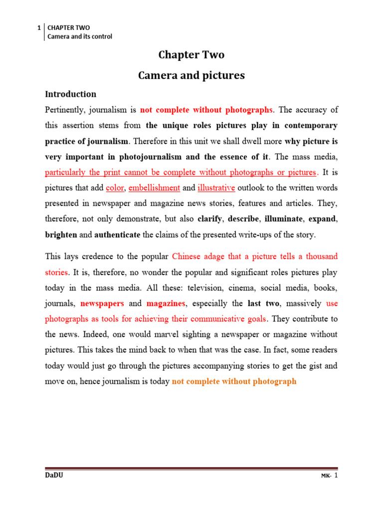 Chapter2 - Camera & Its Control - P1 | PDF | Exposure (Photography) | Shutter Speed