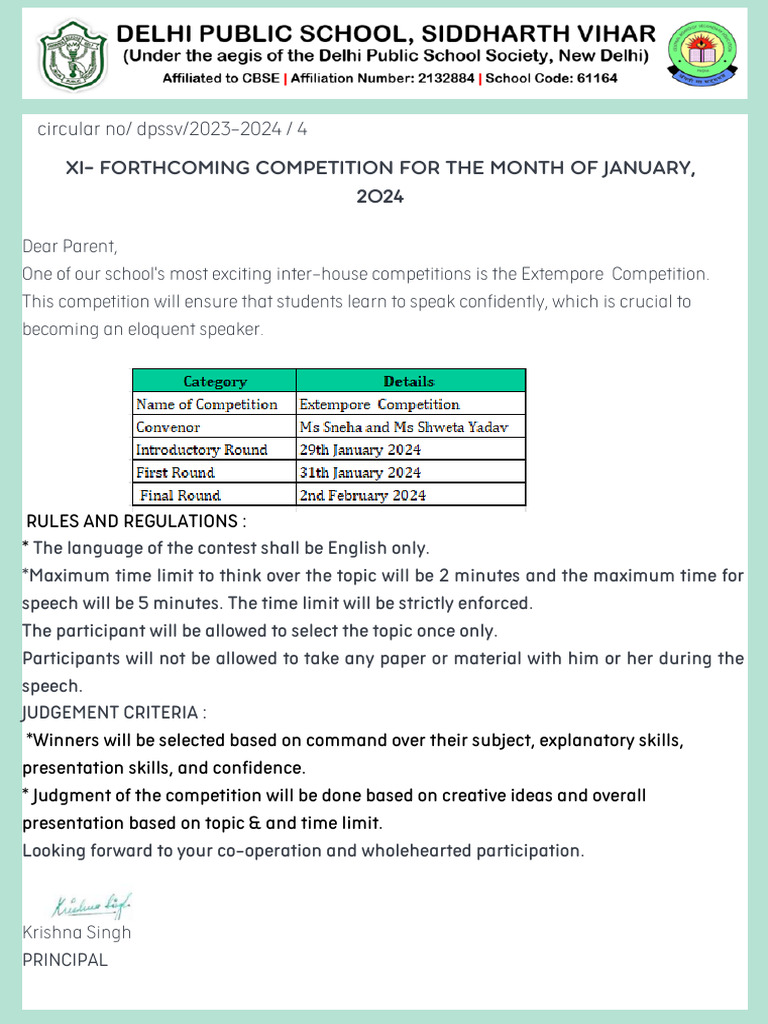 XI Upcoming Inter House Competition, 2024 | PDF