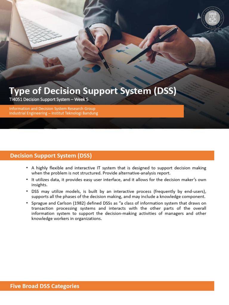 SPK - Minggu 5 - Type of DSS | PDF | Decision Support System | Databases
