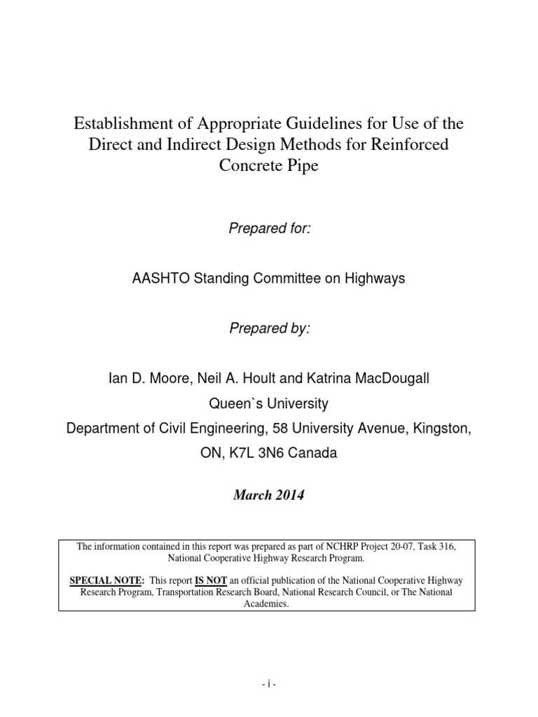 NCHRP20-07 - Establishment of guidelines for use of the direct and ...