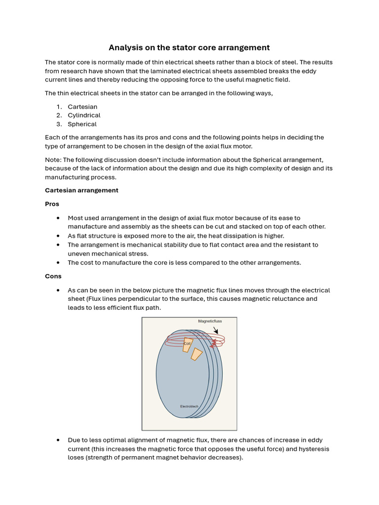 Stator Core Arrangement Analysis | PDF