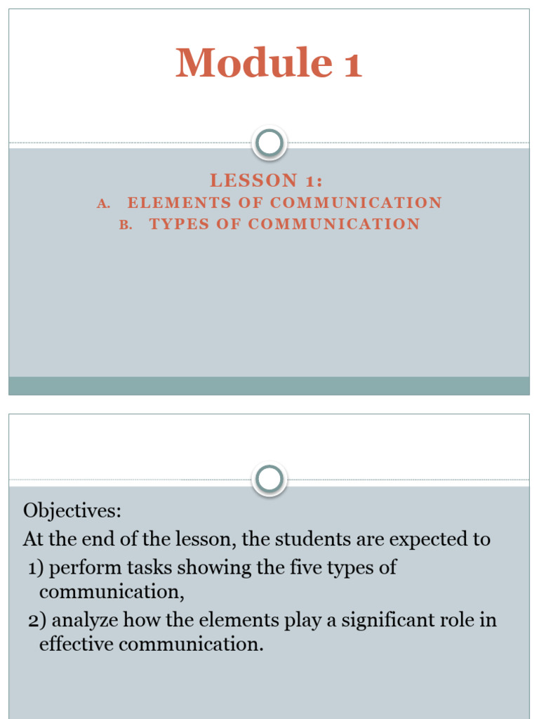 Module1 Lesson1 | PDF | Communication | Psychological Concepts