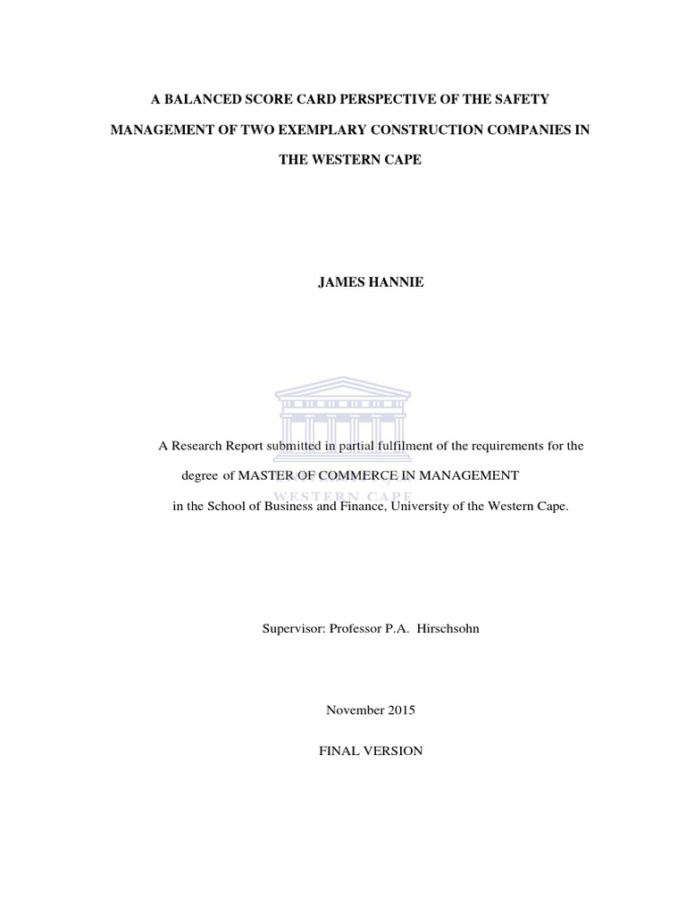 Balance Score Card For Safety | PDF | Occupational Safety And Health ...