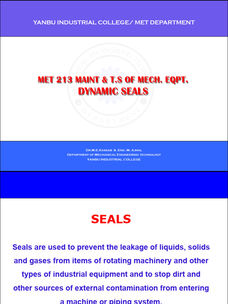 5 Dynamic Seals (Module 5) | PDF | Pump | Manufactured Goods