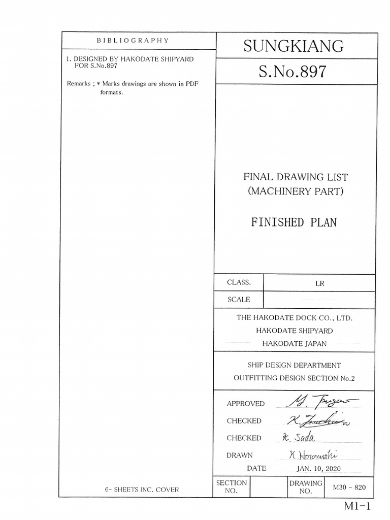 m1-1 Final Drawing List (Machinery Part) | PDF