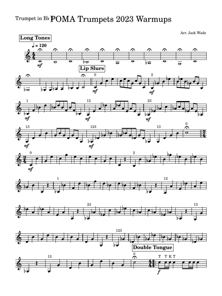 POMA Trumpets 2023 Warmups-Trumpet in BB 2 | Download Free PDF | Brass Instruments | Aerophones