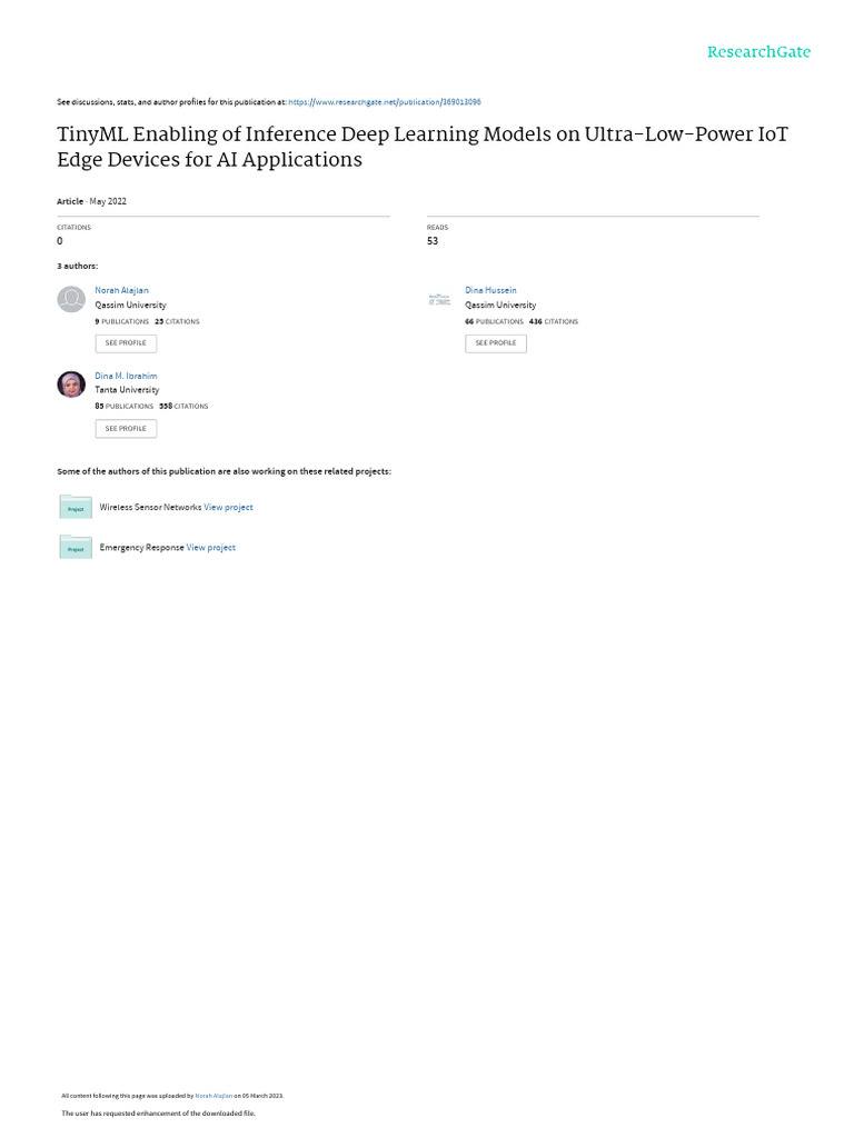 Tinyml Enabling of Inference Deep Learning Models On Ultra-Low-Power Iot Edge Devices For Ai ...