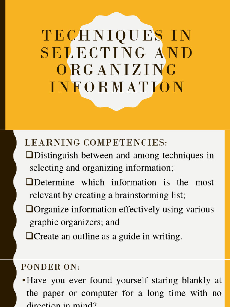 Week 2 Techniques | PDF | Information | Cognition