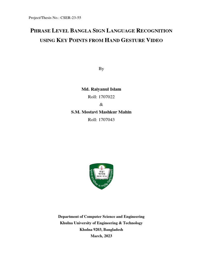 Final v5 PHRASE LEVEL BANGLA SIGN RECOGNITION USING KEY POINTS FROM | PDF | American Sign ...