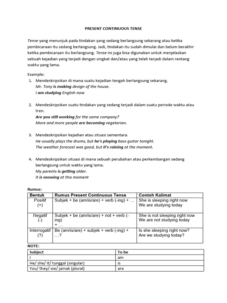 Present Continous Tense | PDF