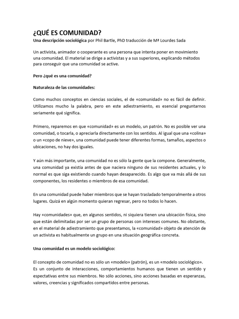 QUÉ ES COMUNIDAD - DrPhilBartle | PDF | Sociedad | Humano