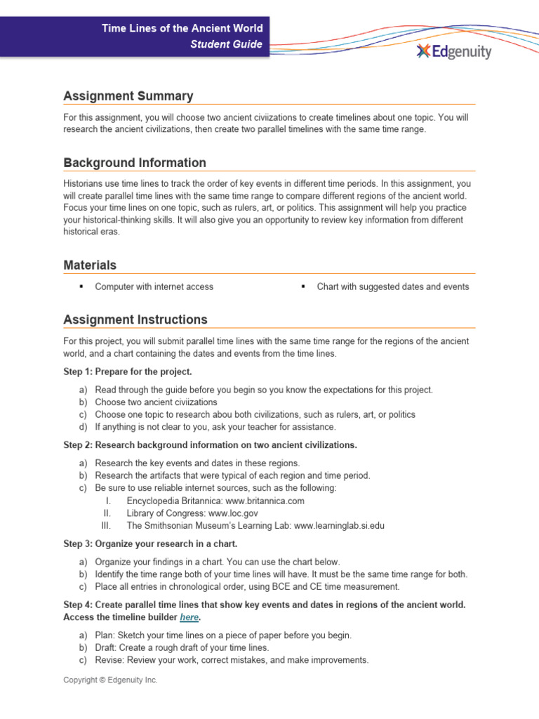 Project-Timeline of The Ancient World-Student Guide | PDF | Cognition ...