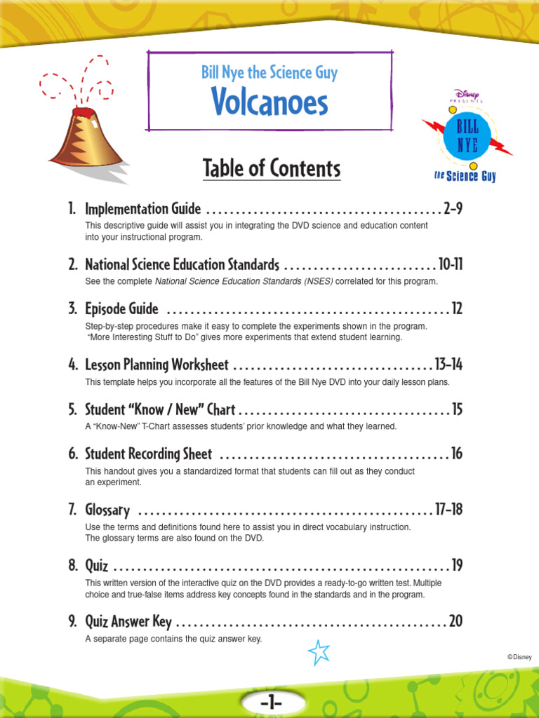 Bill Nye Volcanoes Teaching Guide | PDF | Volcano | Hazards