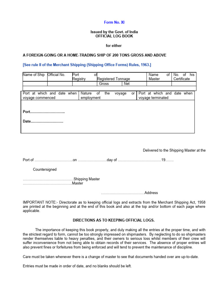 Official Log Book - General | PDF | Shipping