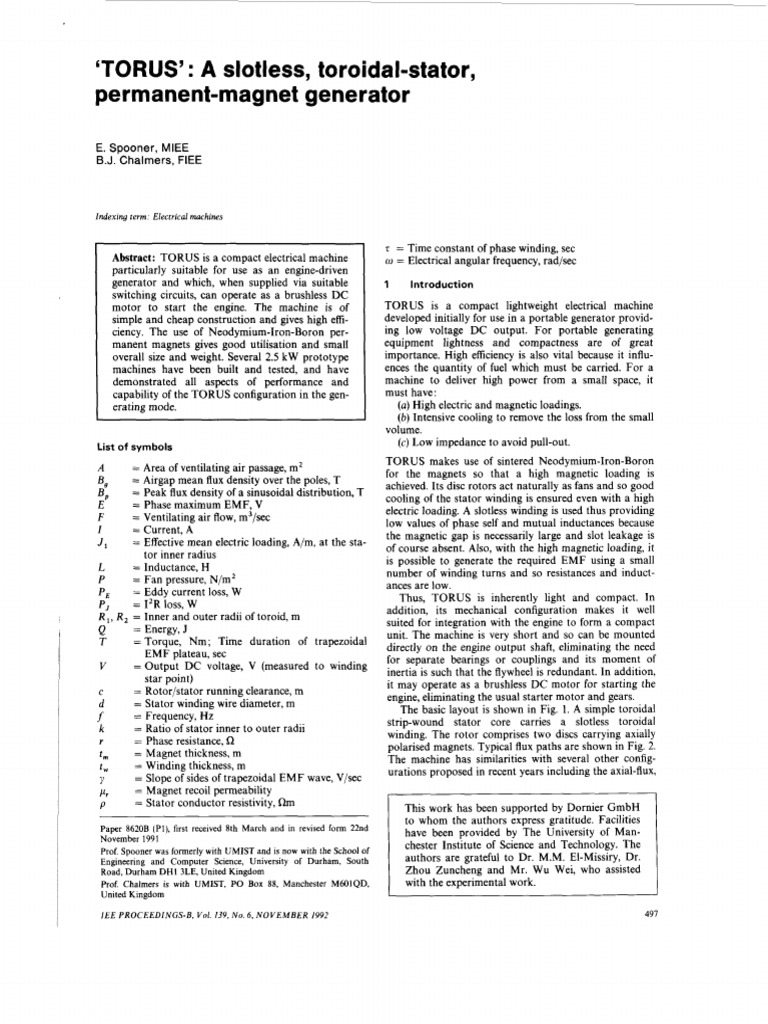 TORUS - A Slotless, Toroidal-Stator | PDF | Electric Motor | Inductance