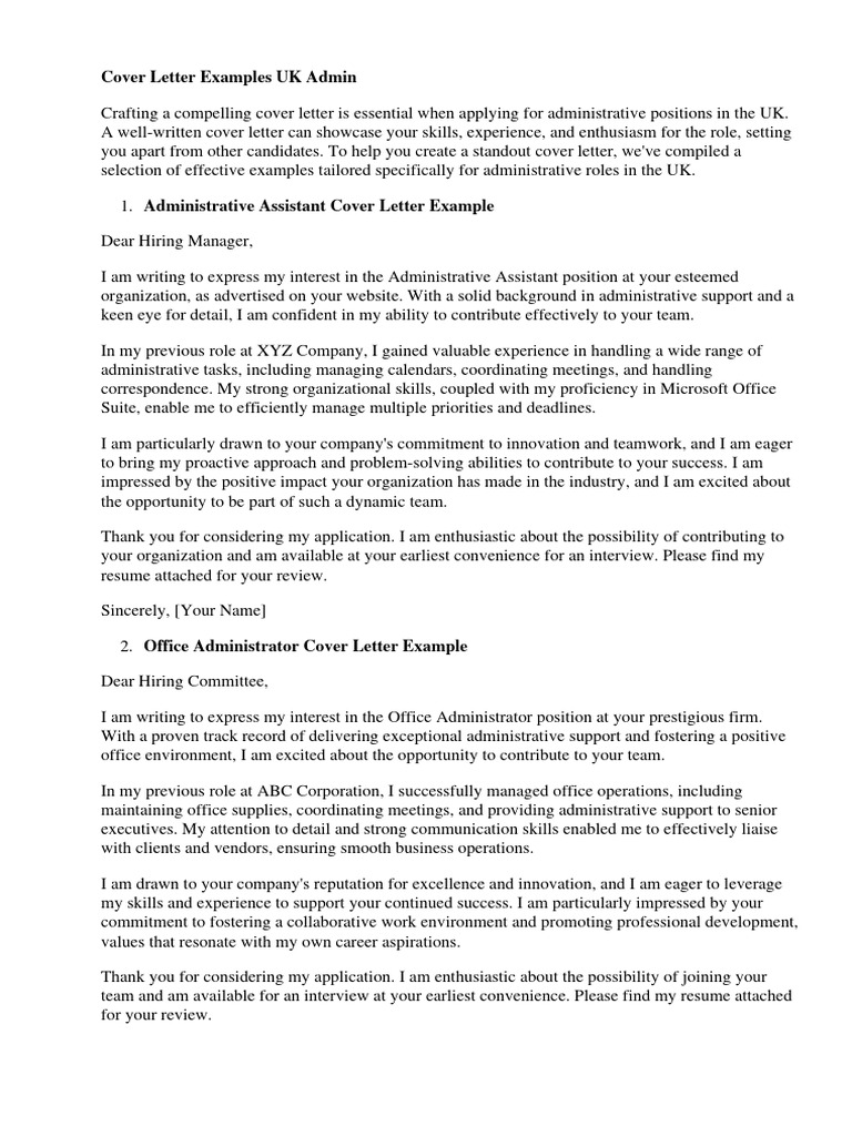 Cover Letter Examples Uk Admin | PDF | Résumé