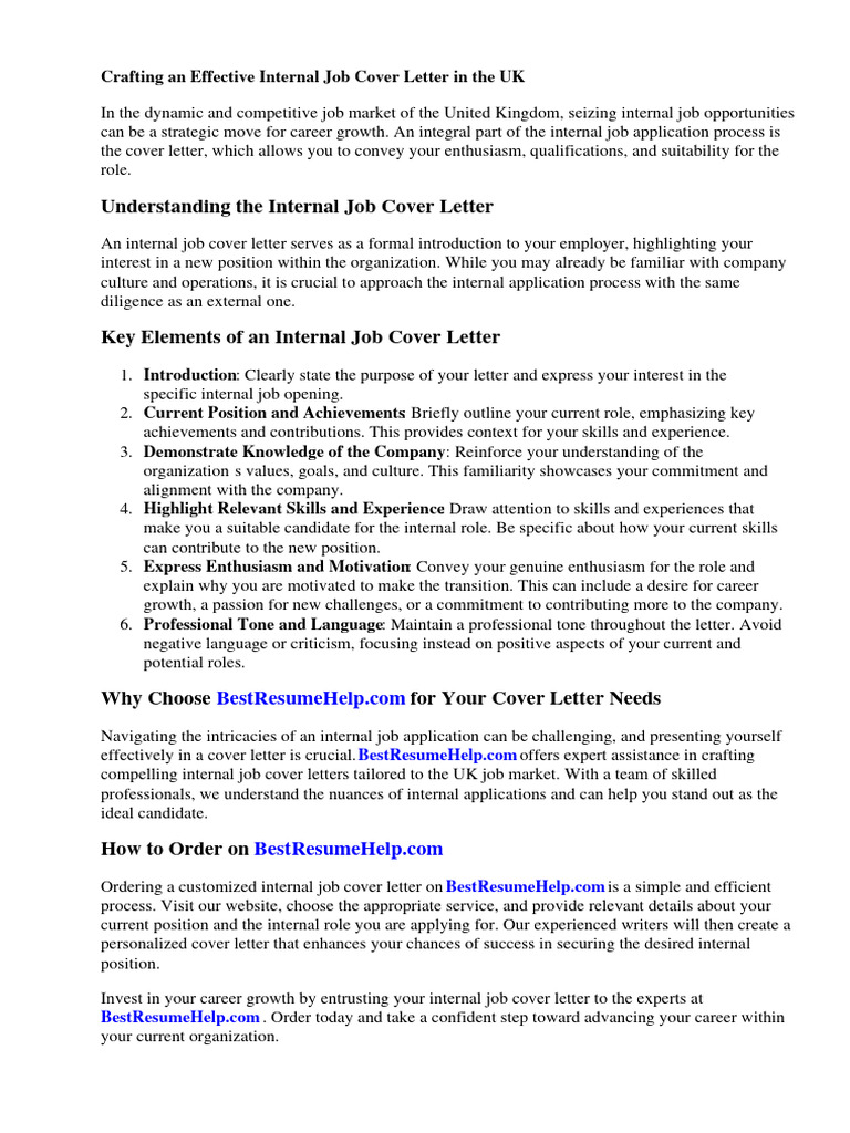 UK Internal Job Cover Letter Guide | PDF | Résumé | Employment