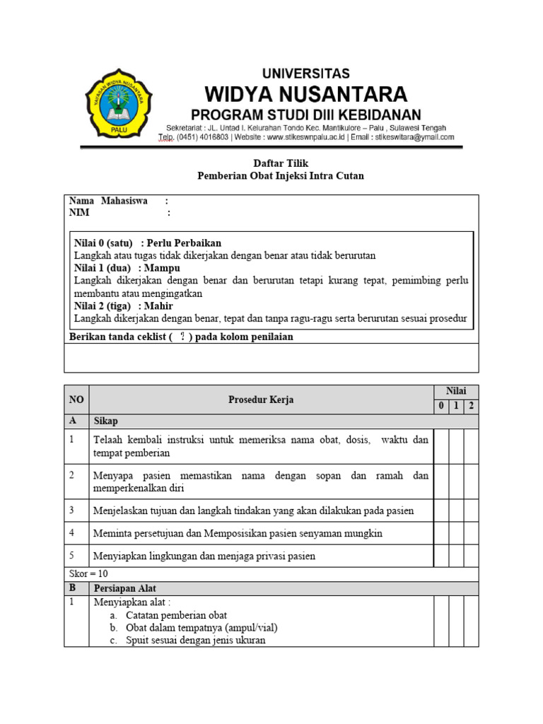 Prosedur Injeksi Intrakutan yang Tepat | PDF | Karier & Perkembangan