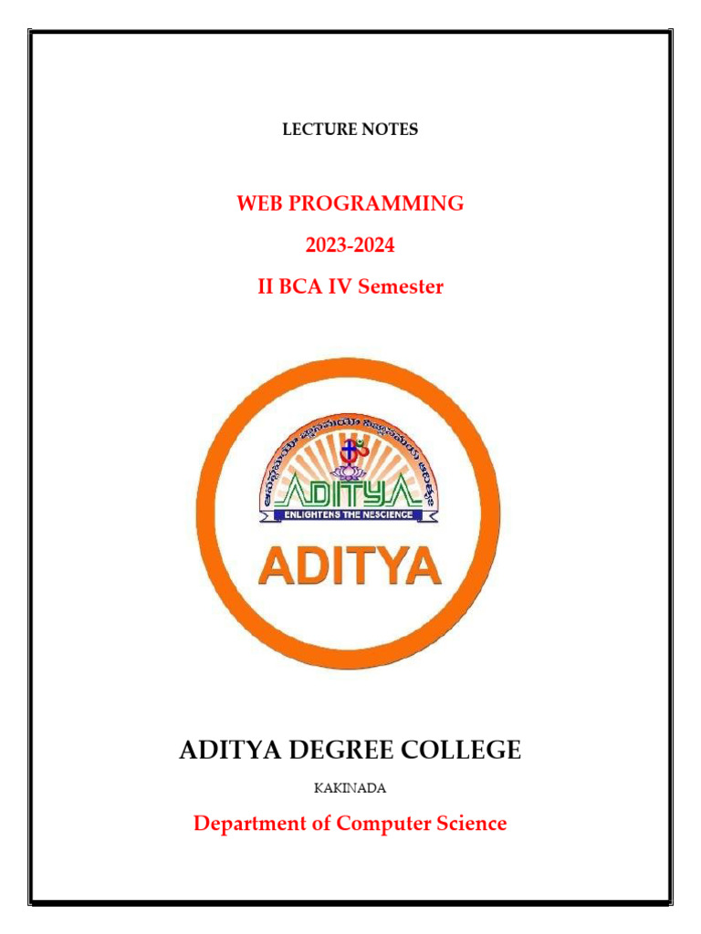 BCA - (WEB PROGRAMMING) (Total 5 Units PDF | PDF | Hyperlink | Html