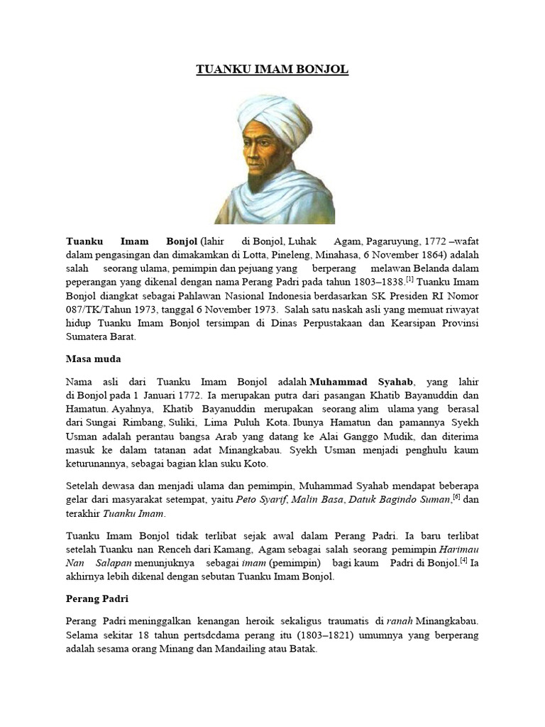 Biografi TUANKU IMAM BONJOL | PDF