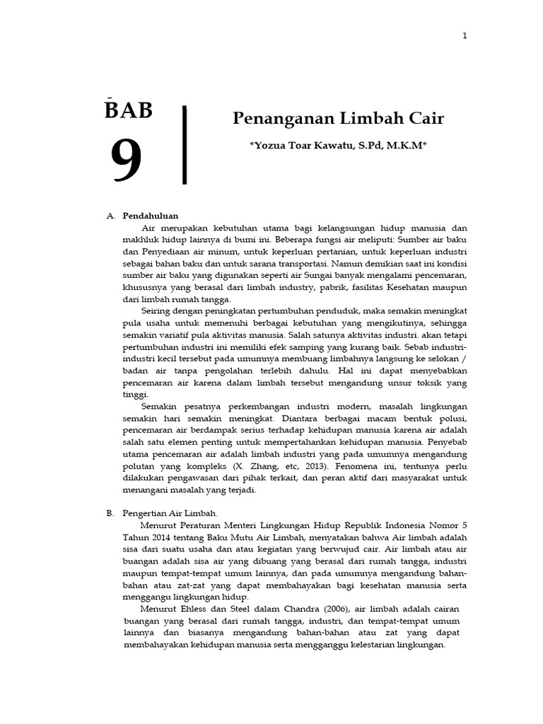 BAB 9. Penanganan Limbah Cair | PDF