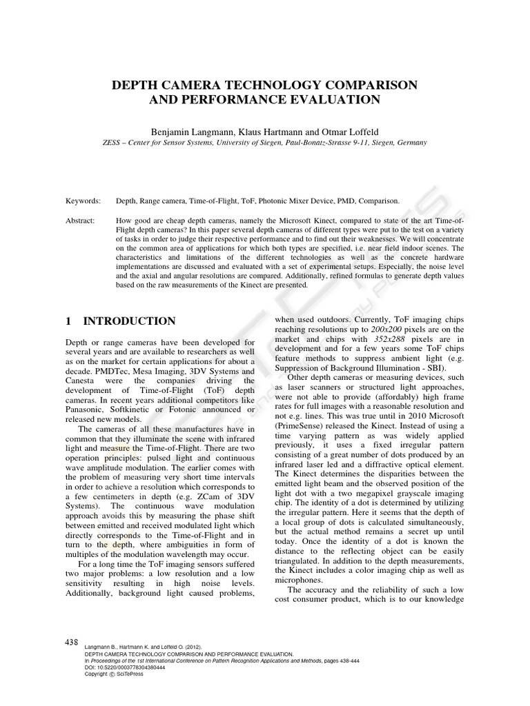 Depth Camera Tehnology Comparison and Evaluation | PDF | Computer ...