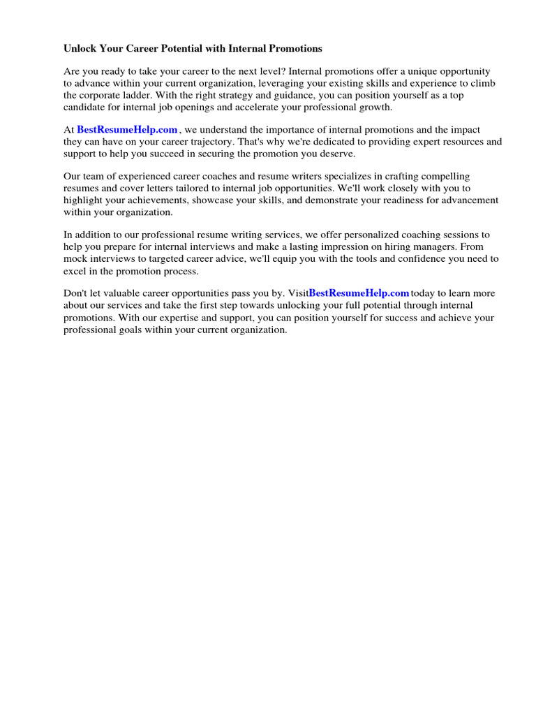 Internal Promotion Cover Letter | Download Free PDF | Résumé | Creativity