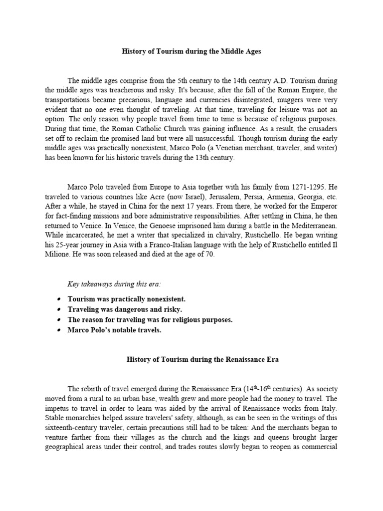Middle Age of Tourism | PDF | Marco Polo | Middle Ages