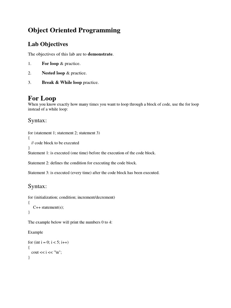 Lab # 5 Manual Loops | PDF | Control Flow | Namespace