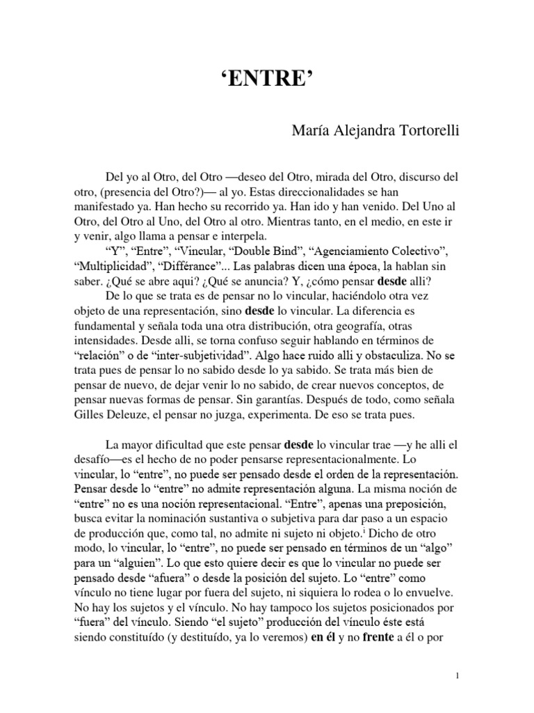 Tortorelli ENTRE1 | PDF | Esencia | Gilles Deleuze