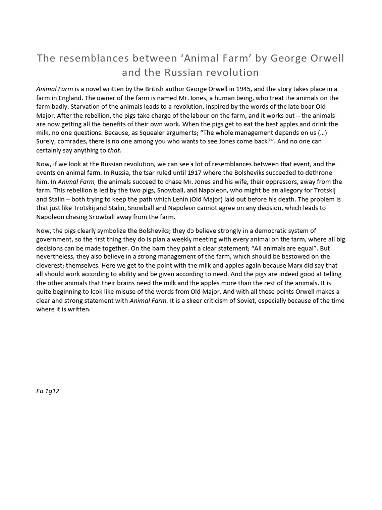 Essay On Animal Farm | PDF | Communism | Marxism