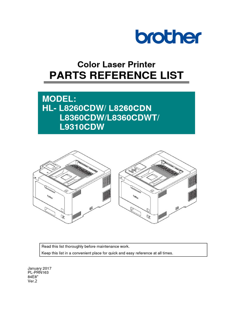 Brother HL-L8260CDW Parts Reference Guide | PDF | Equipment | Quantum ...