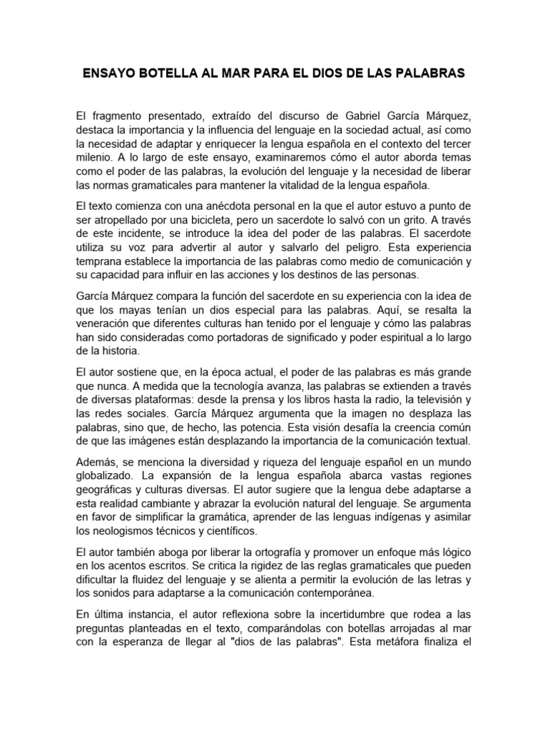 Poder y Evolución del Lenguaje | PDF | Gramática | Gabriel García Márquez