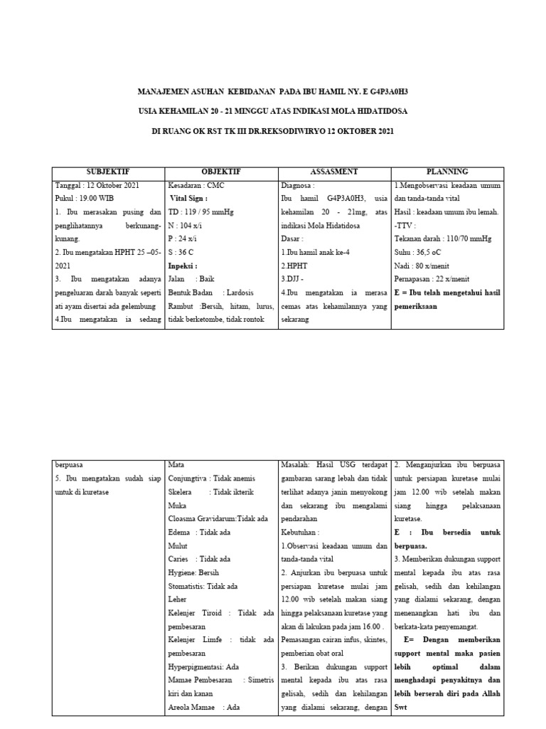 Manajemen Mola Hidatidosa pada Ibu Hamil | PDF