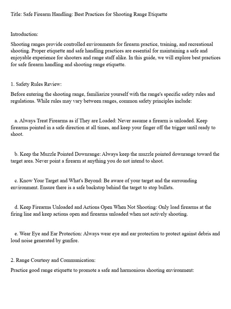 Safe Firearm Handling Best Practices For Shooting Range Etiquette | PDF ...