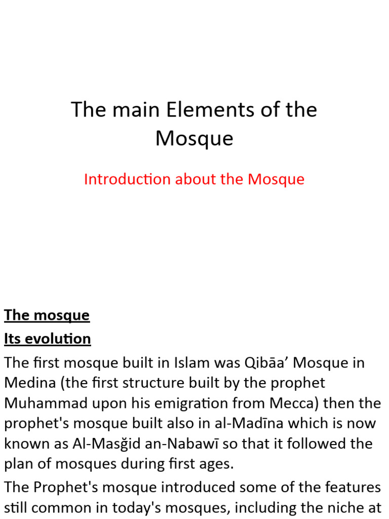 Key Elements of Mosque Architecture | PDF | Mosque | Architectural Elements