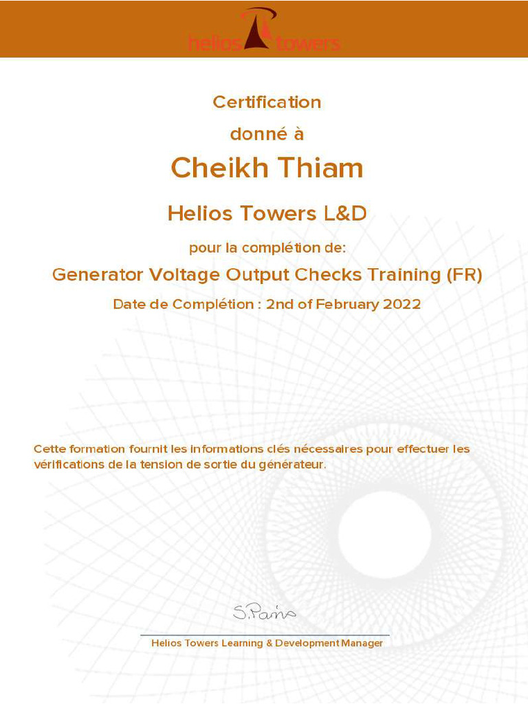 Generator Voltage Output Checks Training (FR) | PDF