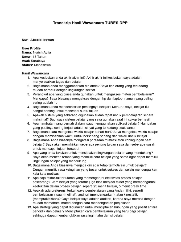 Transkrip Wawancara DPP | PDF