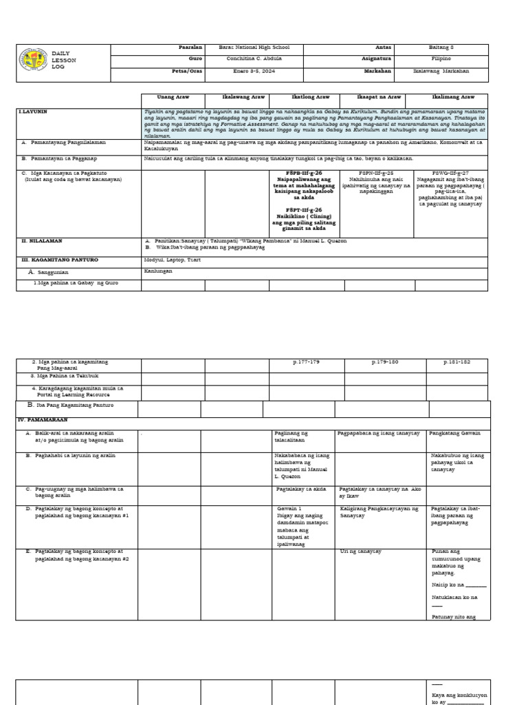Filipino 8 - Week6 Q2 | PDF