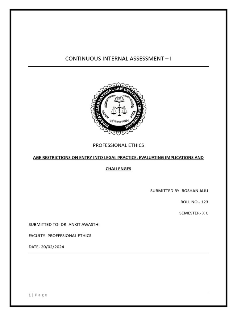 Continuous Internal Assessment | PDF | Profession | Mentorship