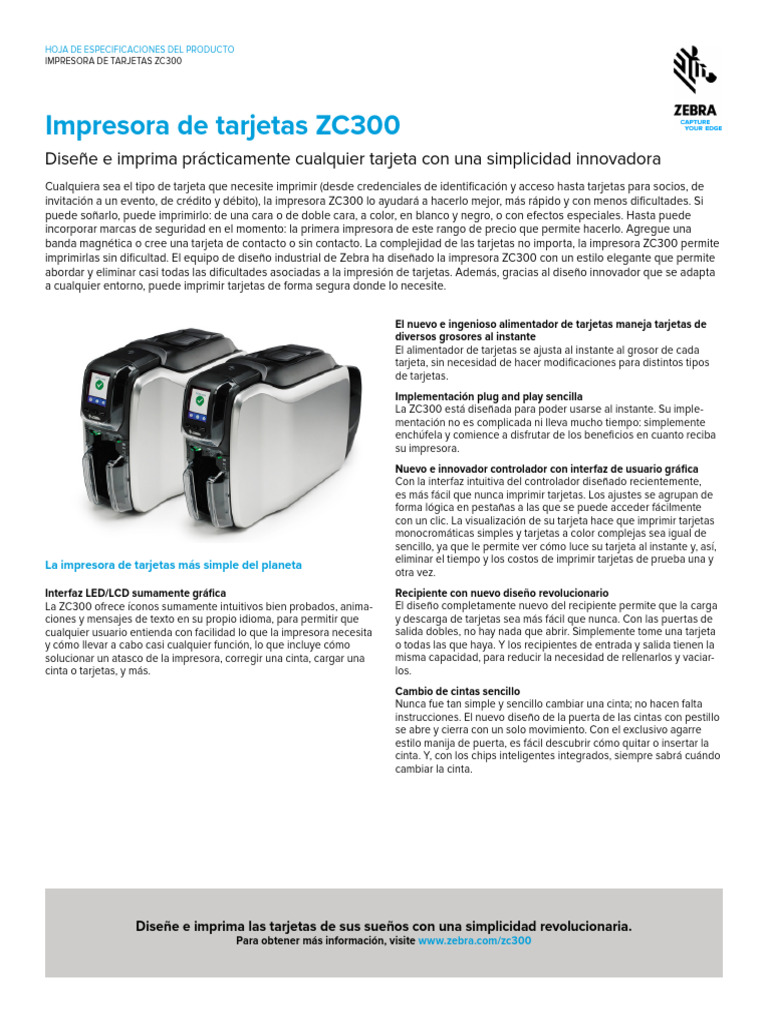 zc300 Ficha Tecnica | PDF | Impresora (Computación) | Interfaces ...