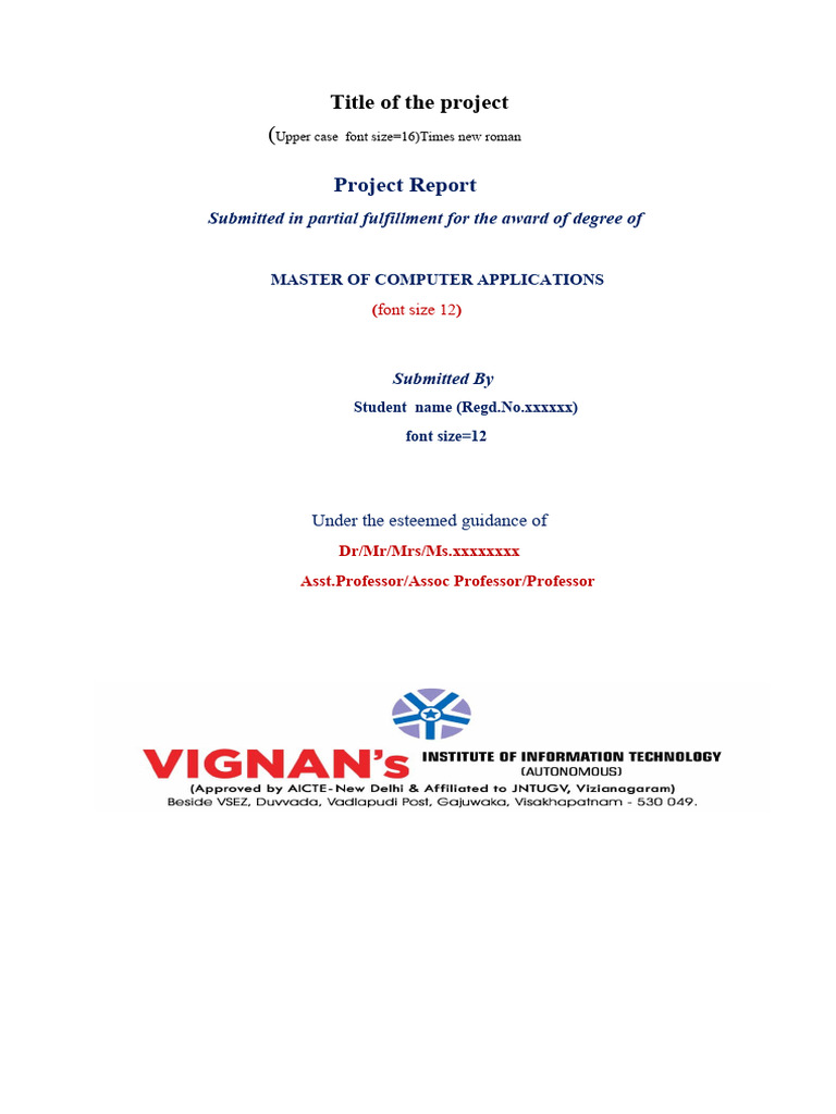 Project Final Template MCA | PDF | Information | Computing