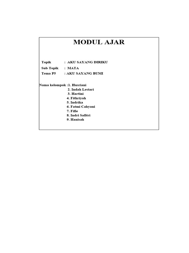 Modul Ajar Paud - Modul Ajar Topik Aku Sayang Diriku Sub Topik Mata ...